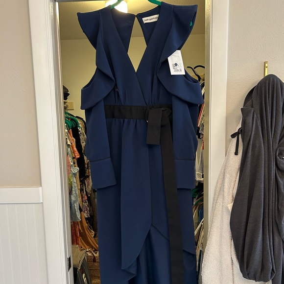 Self-Portrait | Dresses | Self Portrait Navy Vneck Midi Asymmetrical ...